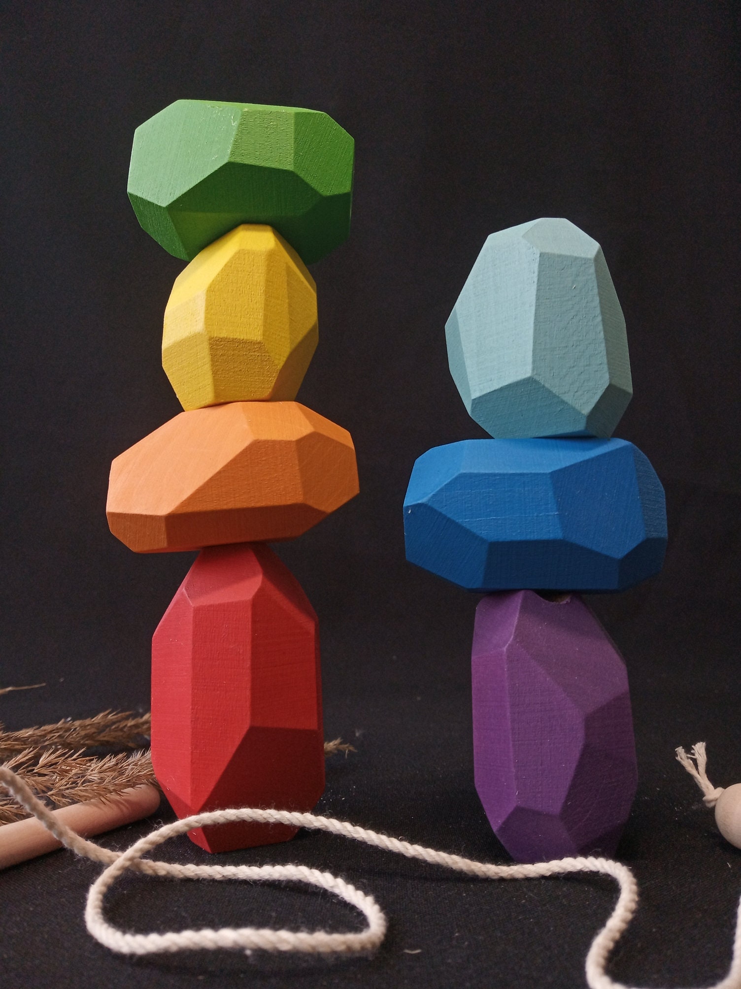 Wood Lacing Toy Balancing Stones Learning Toy Child | Etsy