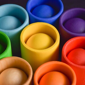 Color Sorting Wooden Rainbow Toy Cups and Balls Rainbow - Etsy