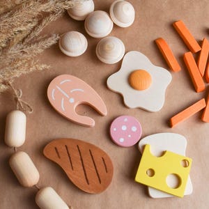 Wooden Play Food Toy Set for Dishes Tableware Kitchen Accessories ...