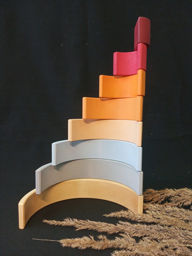 Wooden Neutral Rainbow Stacking Toy Montessori Rainbow | Etsy