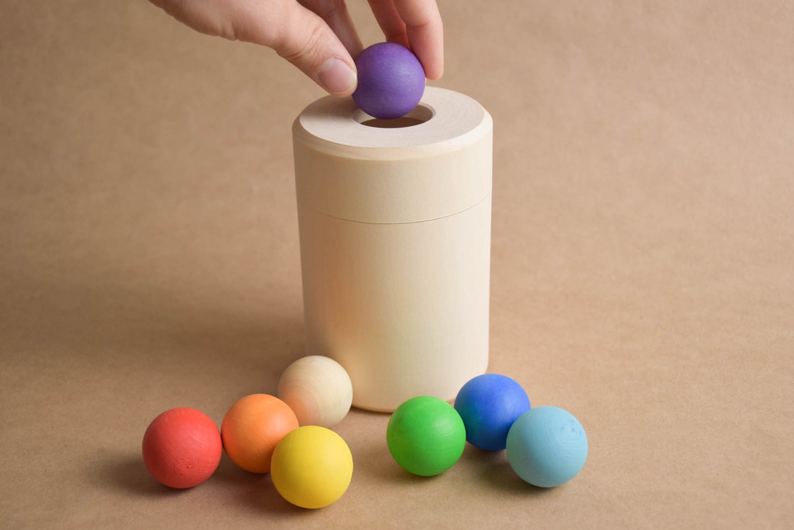 Color Sorting Wooden Rainbow Toy Balls and Cylinder Rainbow | Etsy