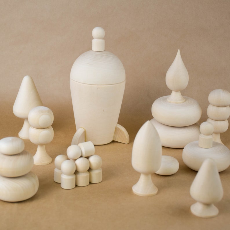 Wooden Rocket Toy & Alien Peg Dolls Set Stacker Toy Space | Etsy