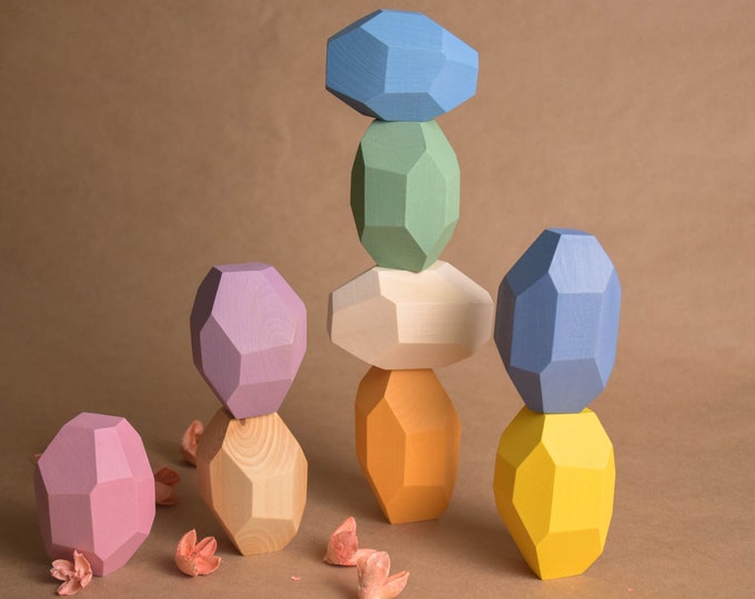 Wooden Stacking Rocks Pastel BIG Size, Balancing Stones, Stacking Rocks ...