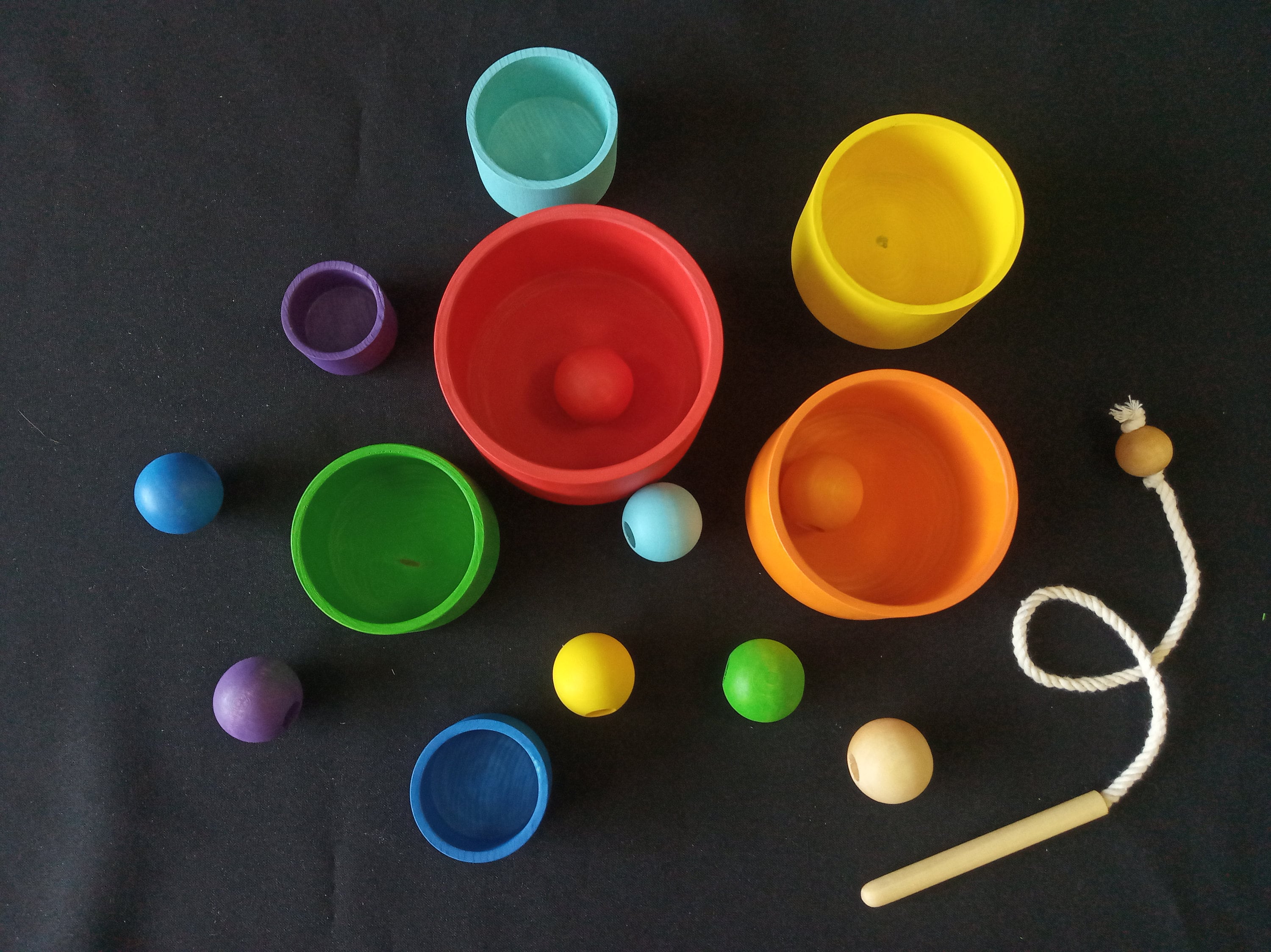 Wooden Nesting Bowls Set Color Sorting Rainbow Rainbow | Etsy