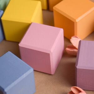 Wood Baby Square Building Pastel Blocks Toy Set, Montessori Baby Toys ...