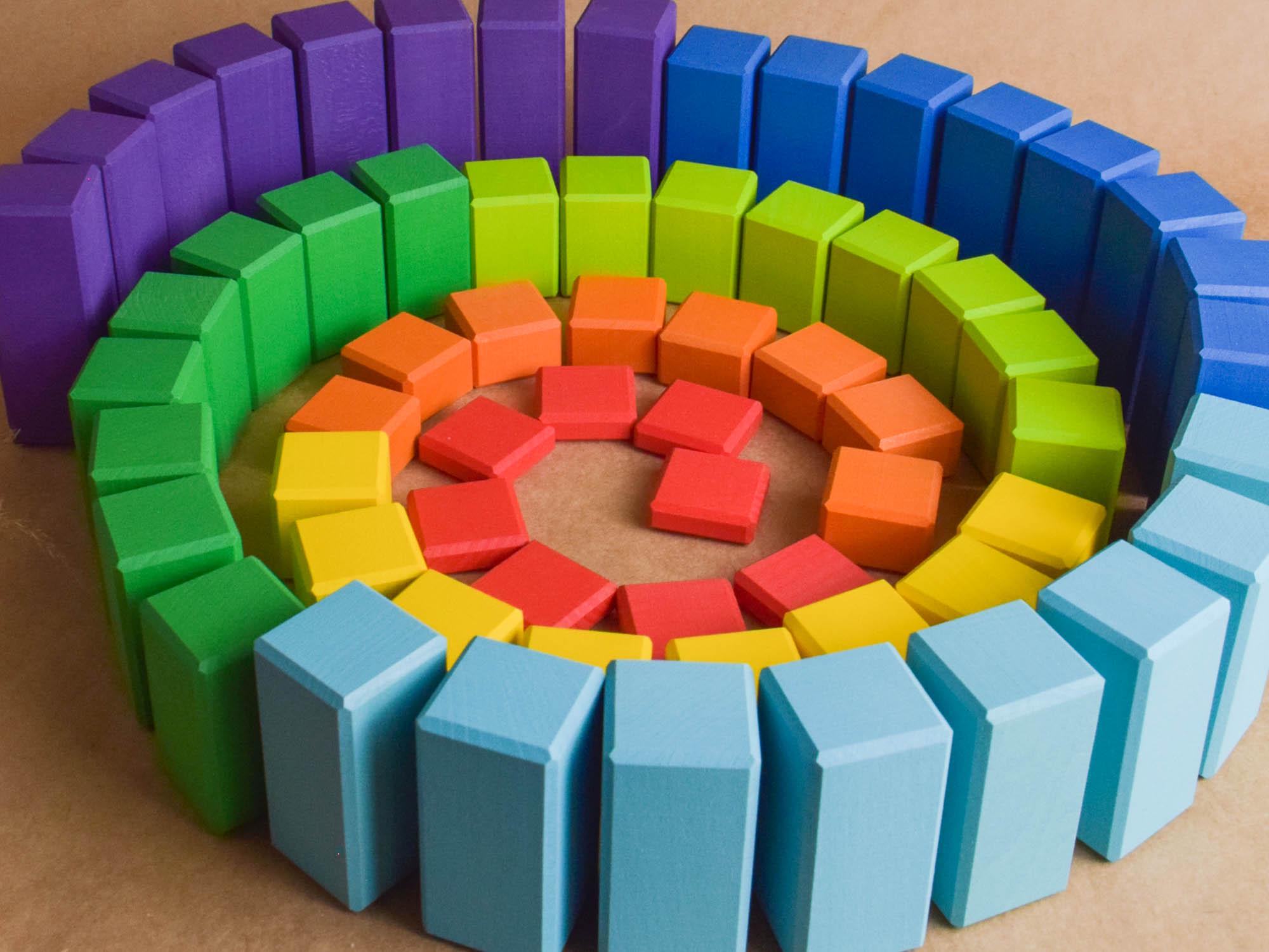 Stepped Counting Blocks Set Colored Wooden Blocks in Storage Tray ...