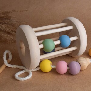 Montessori Ball Cylinder Rolling Toy, Wooden Baby Rattle, Classic ...
