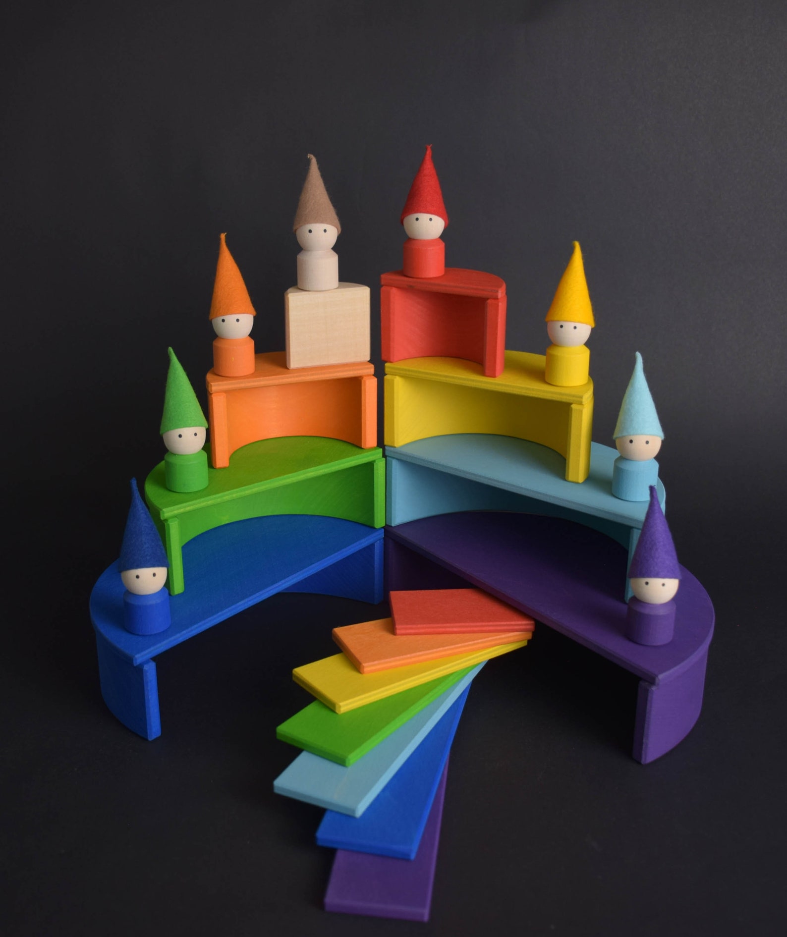 Wooden Rainbow Stacking Toy Set of 30 Pcs. Rainbow - Etsy
