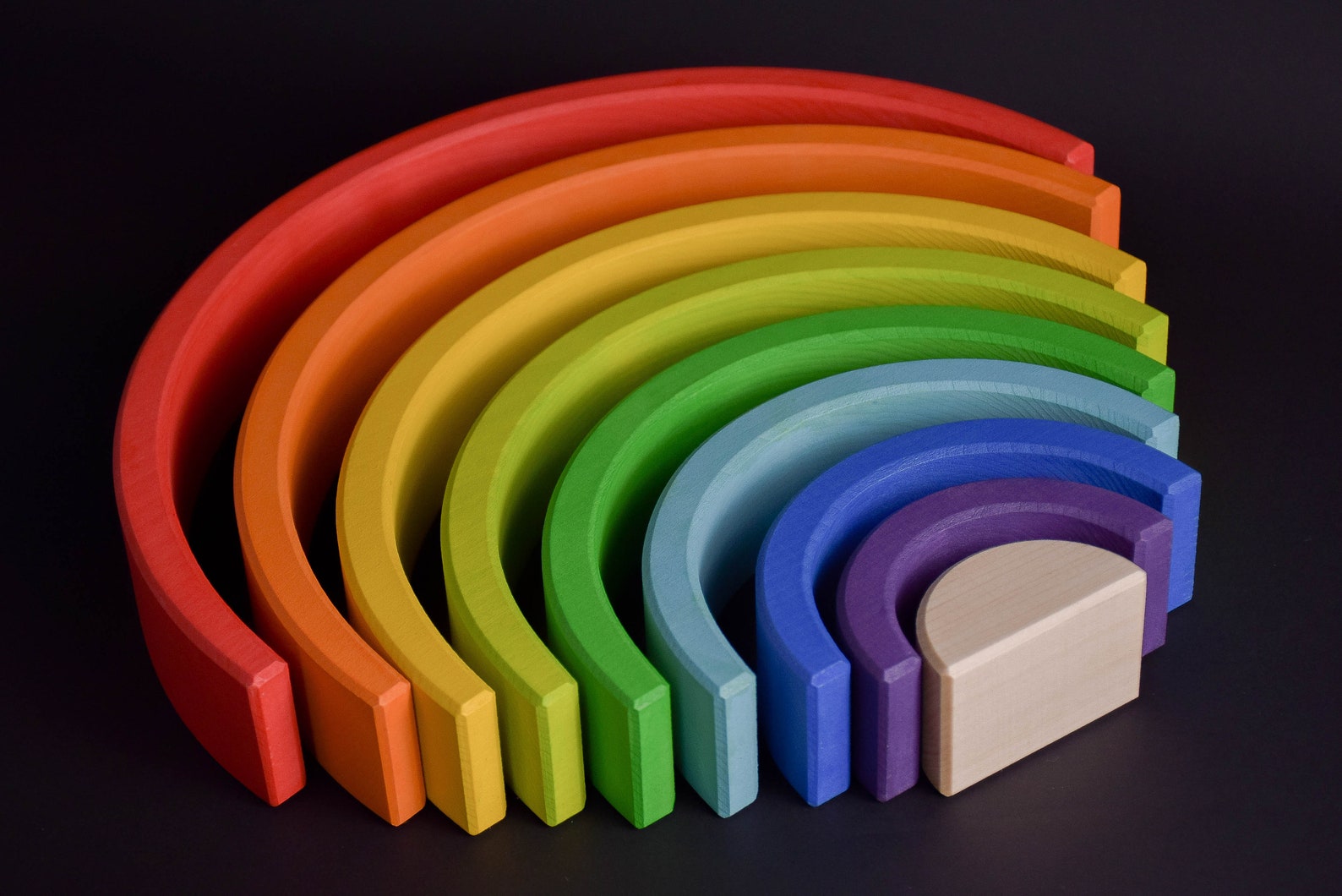 Wooden Rainbow Stacking Toy Large 9 Piece Montessori Rainbow - Etsy