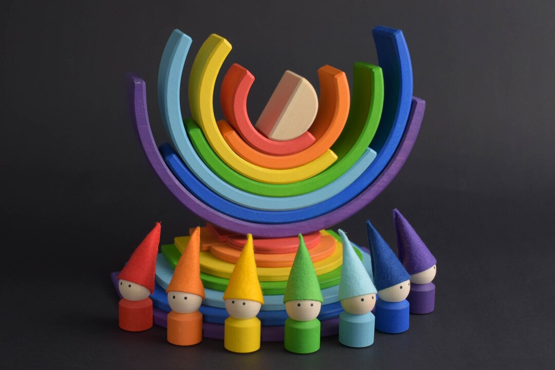 Wooden Rainbow Stacking Toy Set of 30 Pcs. Rainbow - Etsy