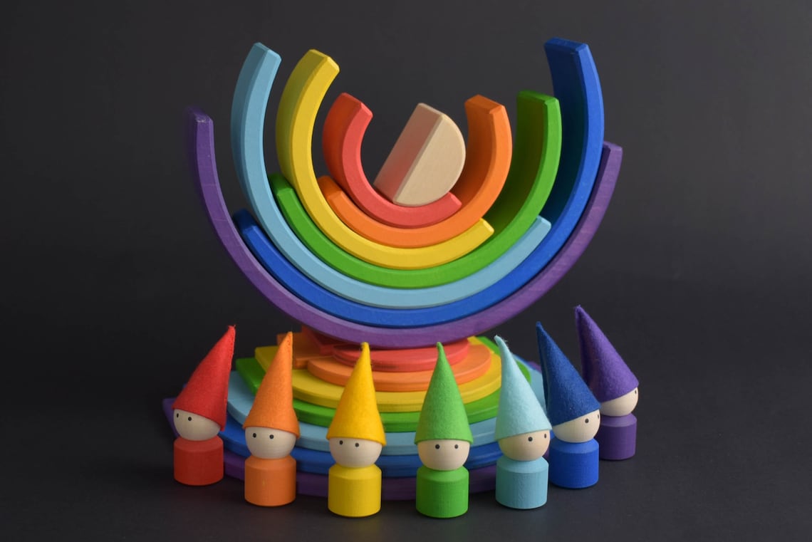 Wooden Rainbow Stacking Toy Set of 30 Pcs. Rainbow - Etsy