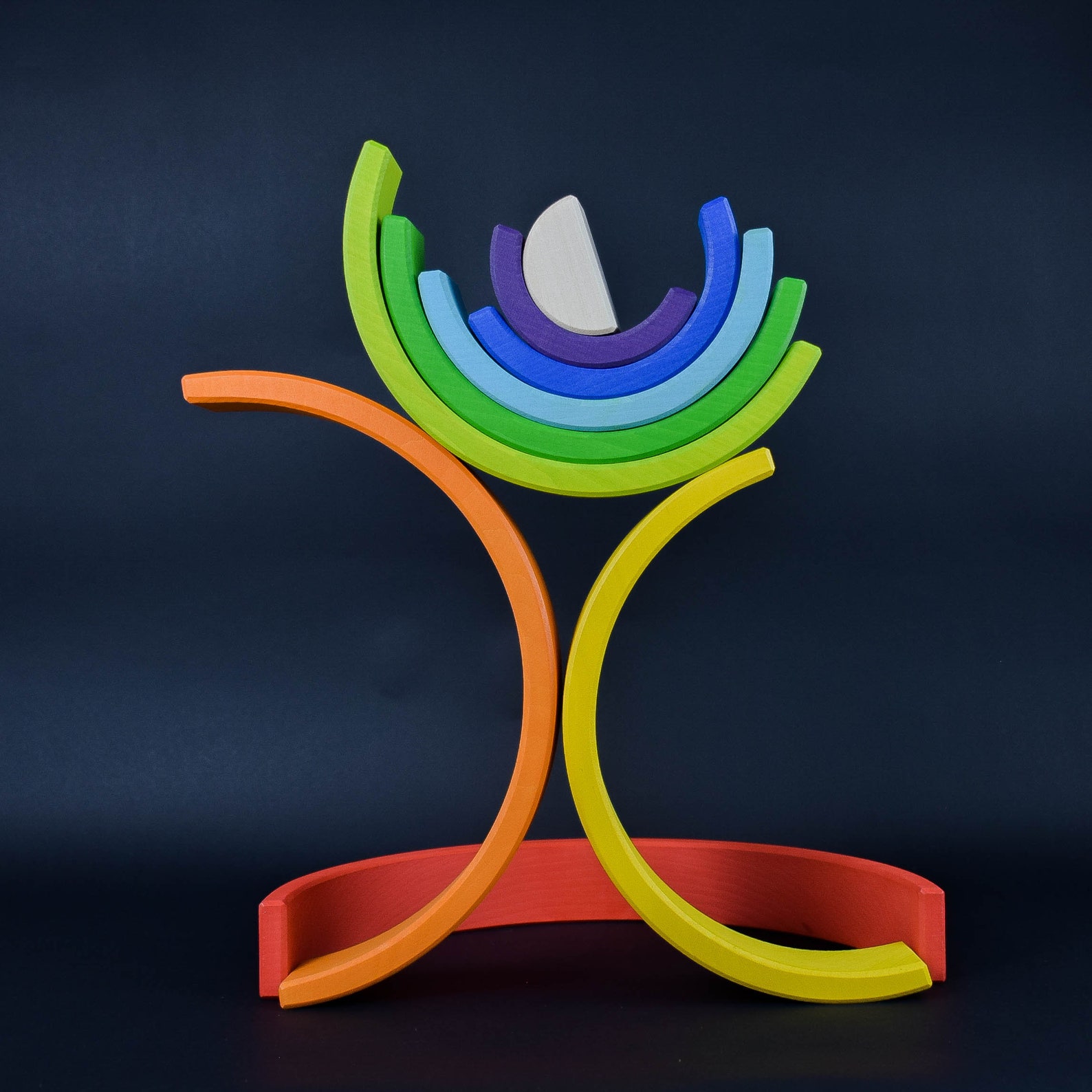 Wooden Rainbow Stacking Toy Large 9 Piece Montessori Rainbow - Etsy