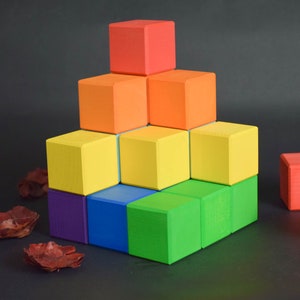 Wood Baby Square Building Rainbow Blocks Toy Set Montessori - Etsy Wood Baby Square Building Rainbow Blocks Toy Set Montessori - Etsy