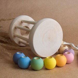 Montessori Ball Cylinder Rolling Toy, Wooden Baby Rattle, Classic ...