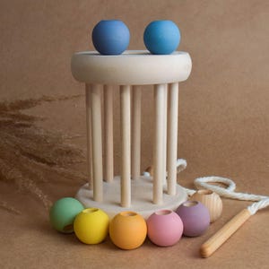 Montessori Ball Cylinder Rolling Toy, Wooden Baby Rattle, Classic ...