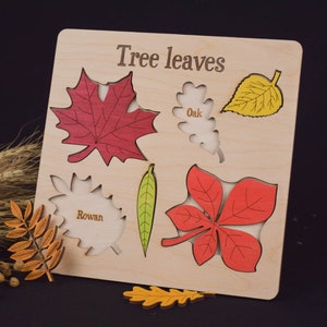 Wood Leaf Montessori Puzzle for Kids Wooden Baby Puzzle | Etsy