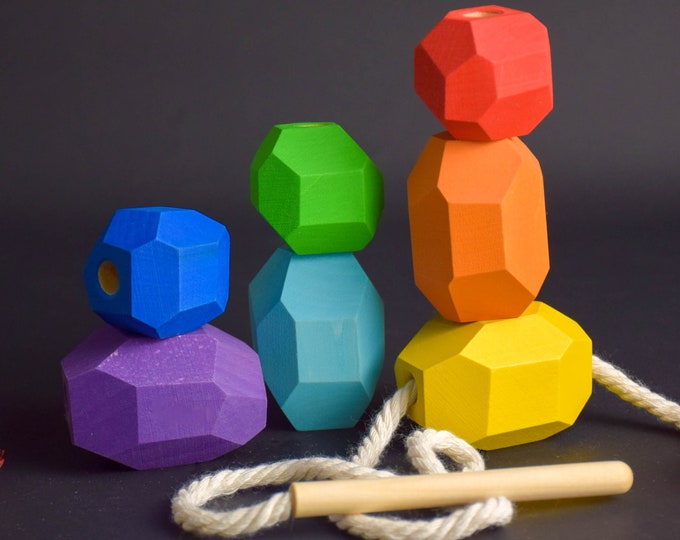 Wood Lacing Toy Balancing Stones Learning Toy Child - Etsy