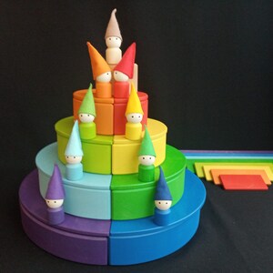 Wooden Rainbow Stacking Toy Set of 34 pcs. Rainbow | Etsy