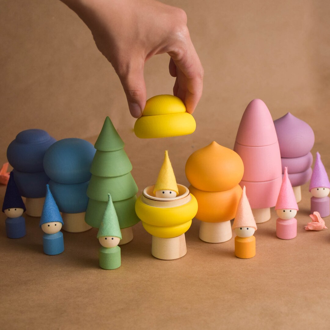 Wooden Tree Toy Set OPENING Pastel Woodland Playset Nursery - Etsy