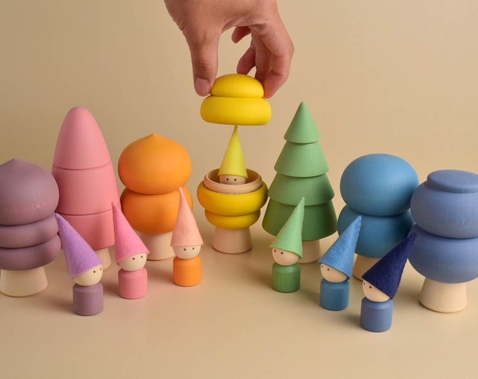 Wooden Tree Toy Set OPENING Pastel, Woodland Playset, Nursery Decor ...