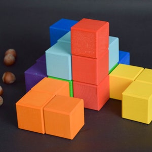 Wood Baby Square Building Rainbow Blocks Toy Set Montessori - Etsy