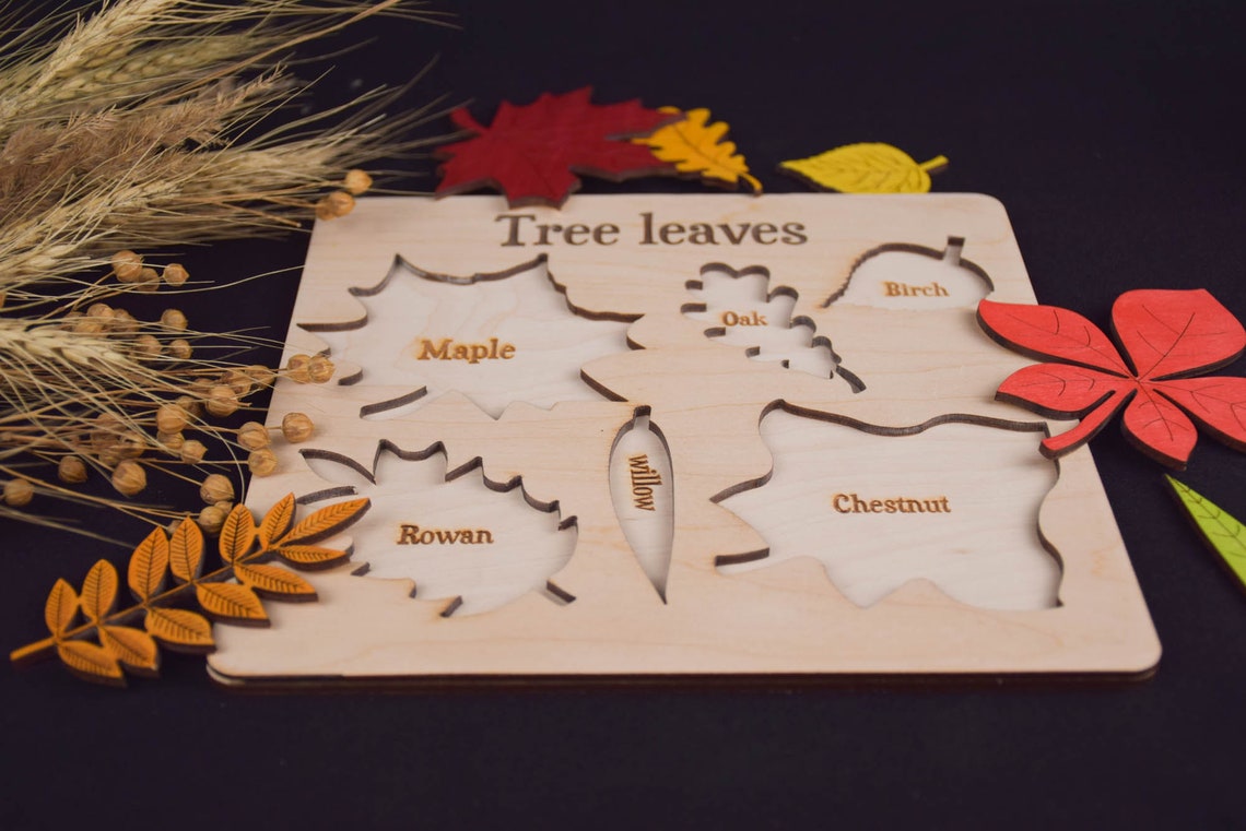 Wood Leaf Montessori Puzzle for Kids Wooden Baby Puzzle | Etsy