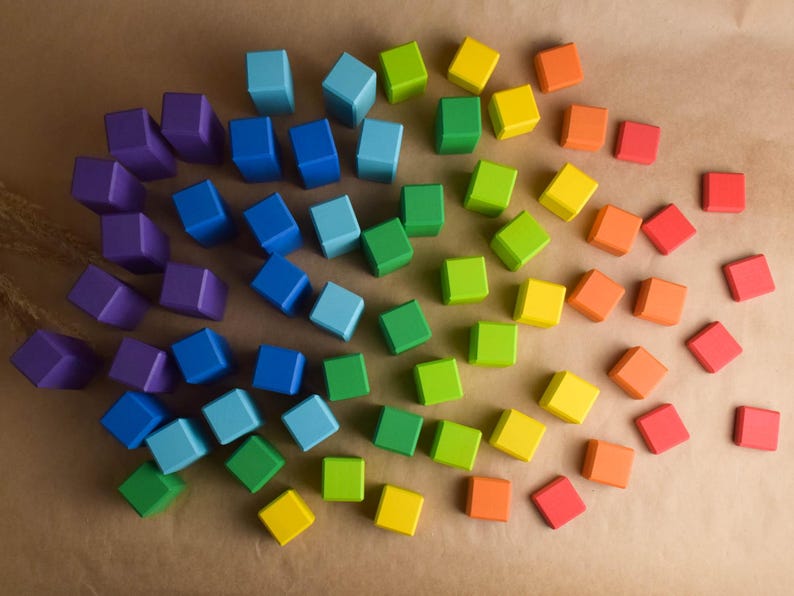 Stepped Counting Blocks Set Colored Wooden Blocks in Storage Tray ...