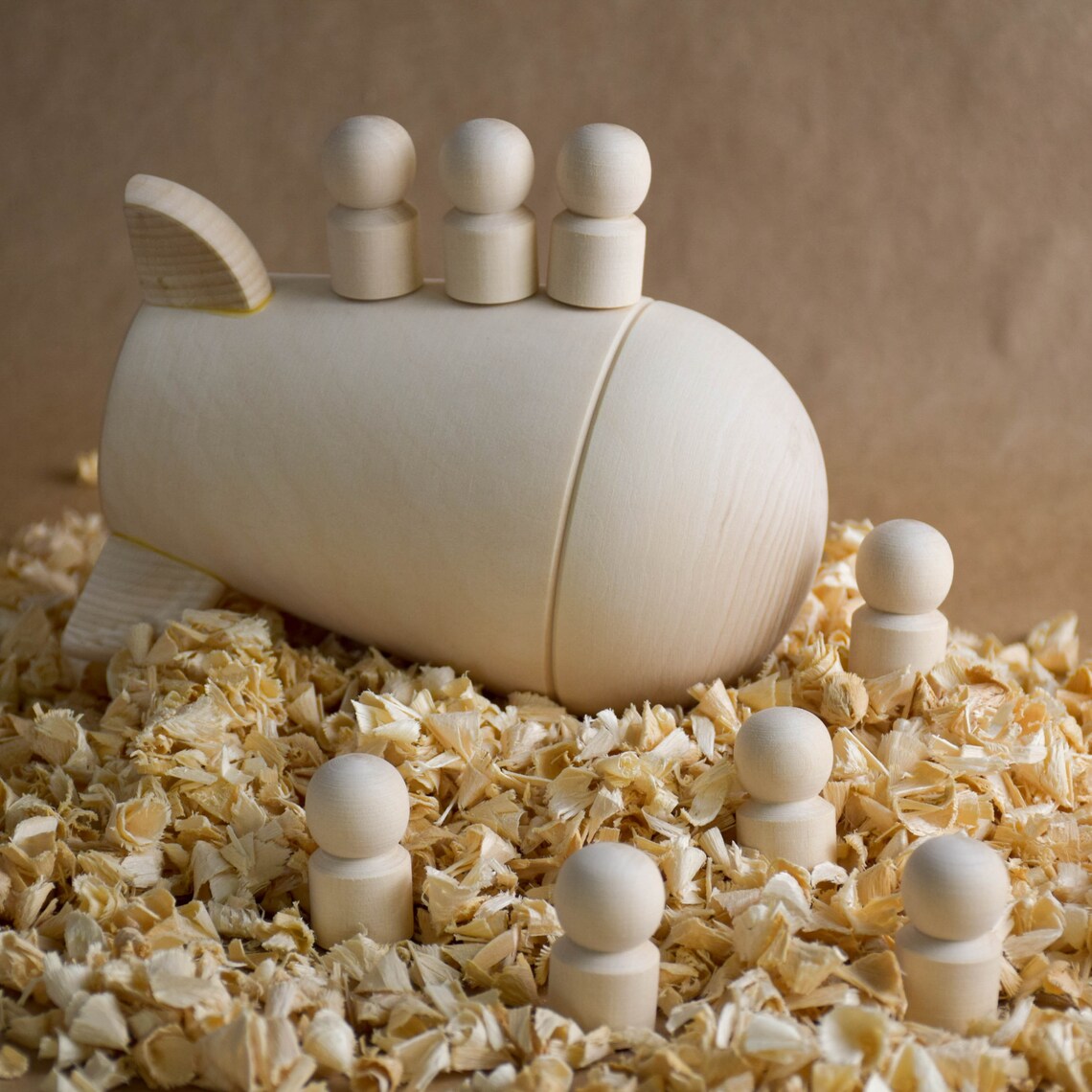 Wooden Rocket Toy & Alien Peg Dolls Set Stacker Toy Space | Etsy