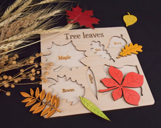 Wood Leaf Montessori Puzzle for Kids Wooden Baby Puzzle - Etsy