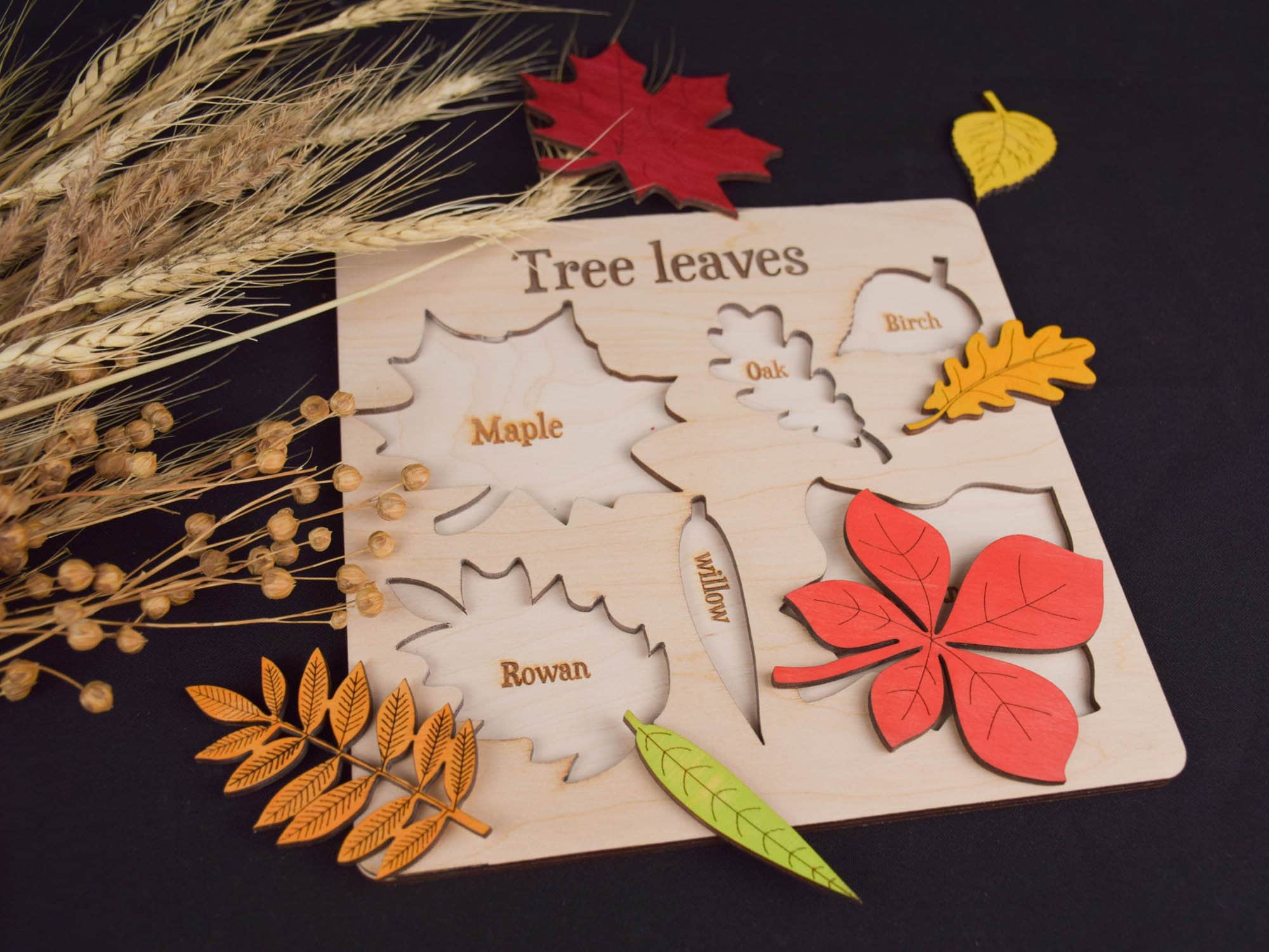 Wood Leaf Montessori Puzzle for Kids Wooden Baby Puzzle | Etsy