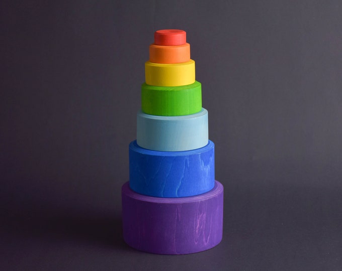 Color Sorting Rainbow Wooden Nesting Bowls Set Rainbow - Etsy