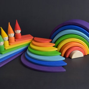 Wooden Rainbow Stacking Toy Set of 30 Pcs. Rainbow - Etsy