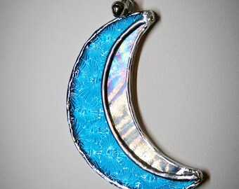Moon Stained Glass Wall Suncatcher With Pressed Flowers and - Etsy