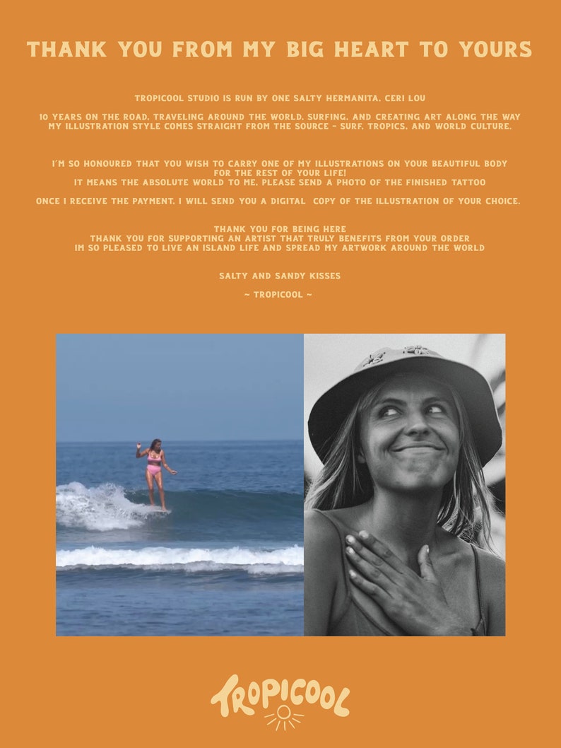 TATTOO USAGE TICKET Tropicool Studio Hand Drawn Illustration Tropical ...