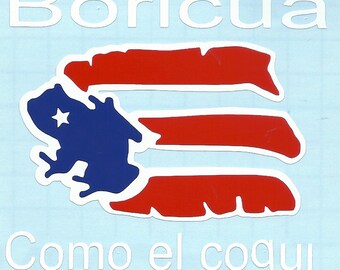 PUERTO RICO FLAG Island Map With Coqui Sticker Decal - Etsy