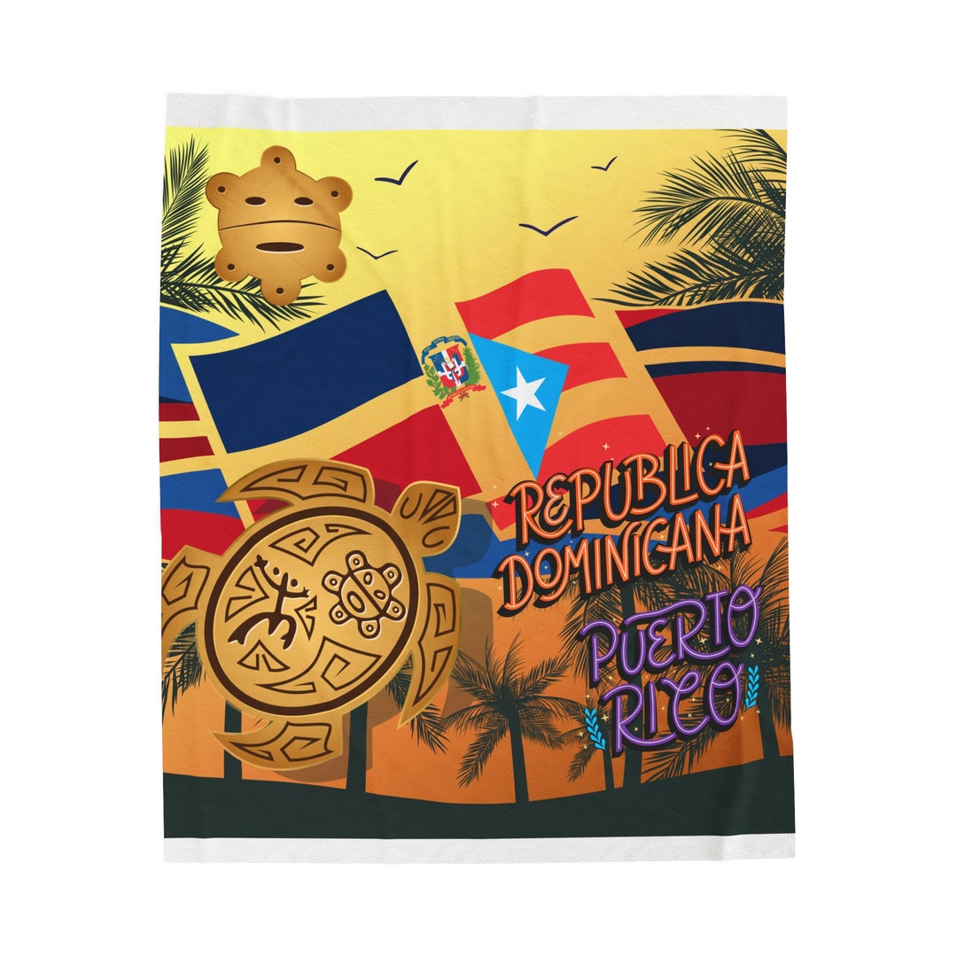 Puerto Rico and Dominican Republic Velveteen Plush Blanket - Etsy
