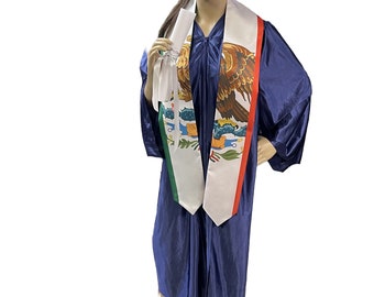 Mexican USA Combo Graduation Stole Sash Mexico Embroidered Silk Flag ...