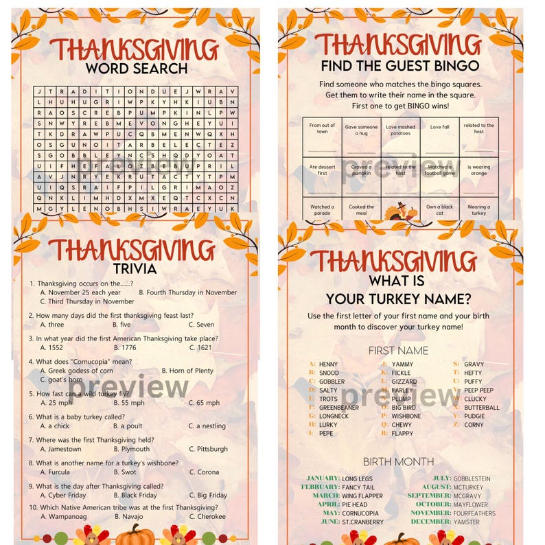 Thanksgiving Games Printable Thanksgiving Kid Games Thanksgiving Games ...