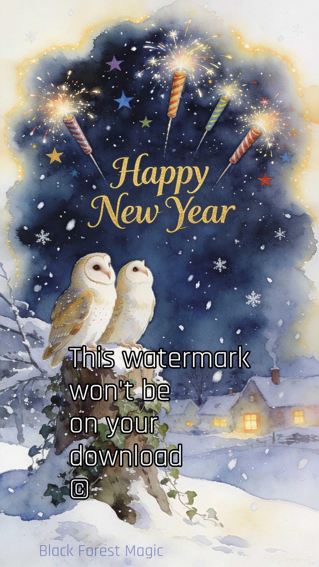 Happy New Year Animated E-card With Barn Owls, 7.5 Seconds - With ...