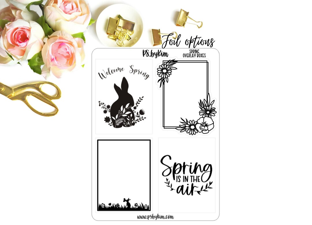 Spring Overlay Stickers Full Box Overlay Foiled Stickers - Etsy