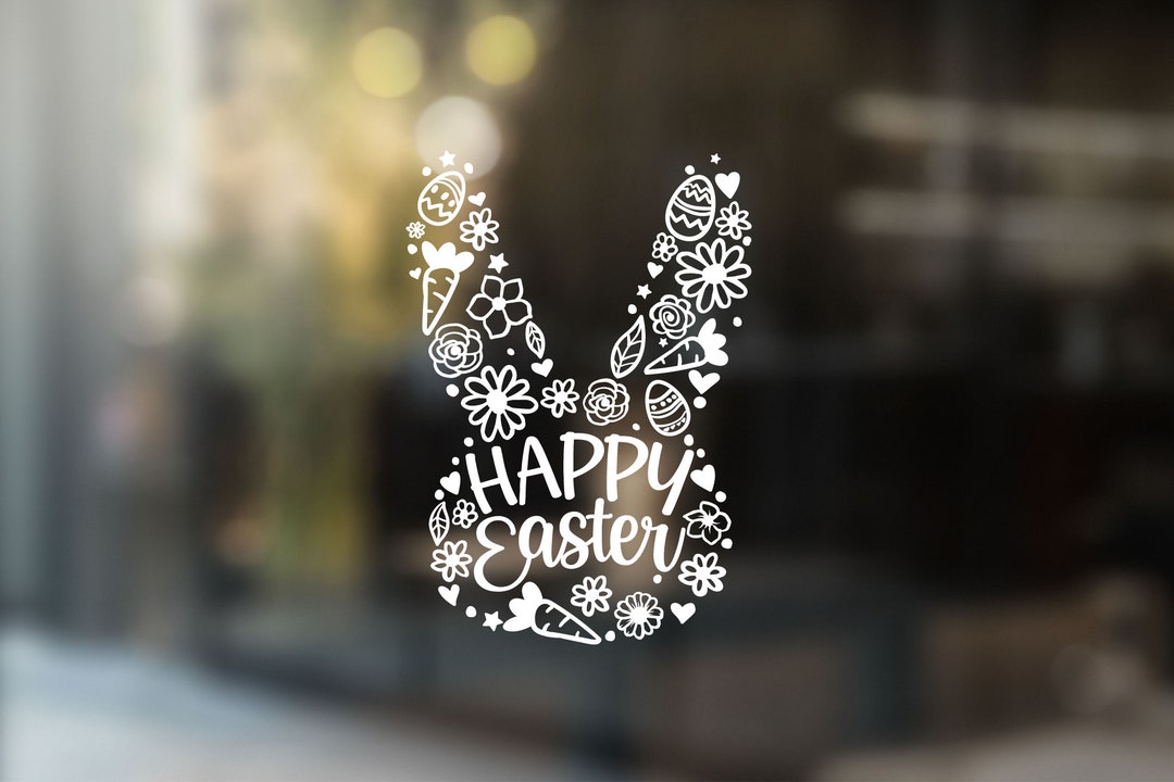 Happy Easter Window Decal, Easter Window Decoration, Glass Window ...