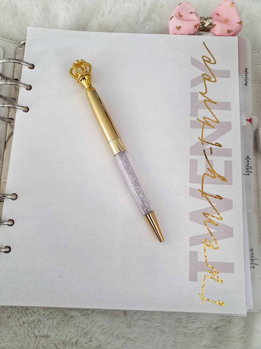 Luxury Gem-filled Ballpoint Pen, Golden Crown Pen, Gemstone Pen ...