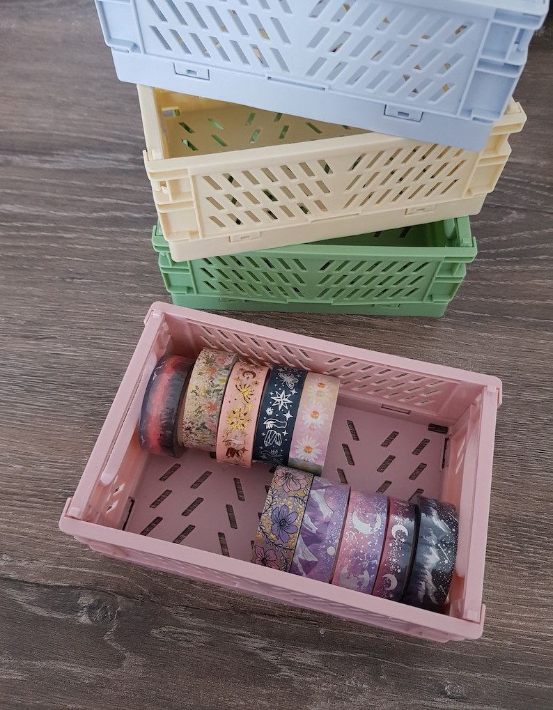 Mini Storage Crate Washi Tape Storage Box Stackable Folding - Etsy