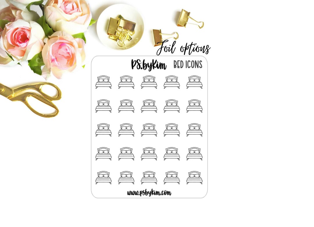 Make Bed - Planner Icon Stickers, Foiled Planner Stickers, Foiled Icons ...