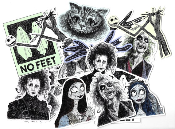 Tim Burton Movie Character Scribble Style Stickers Pack of 8 / - Etsy