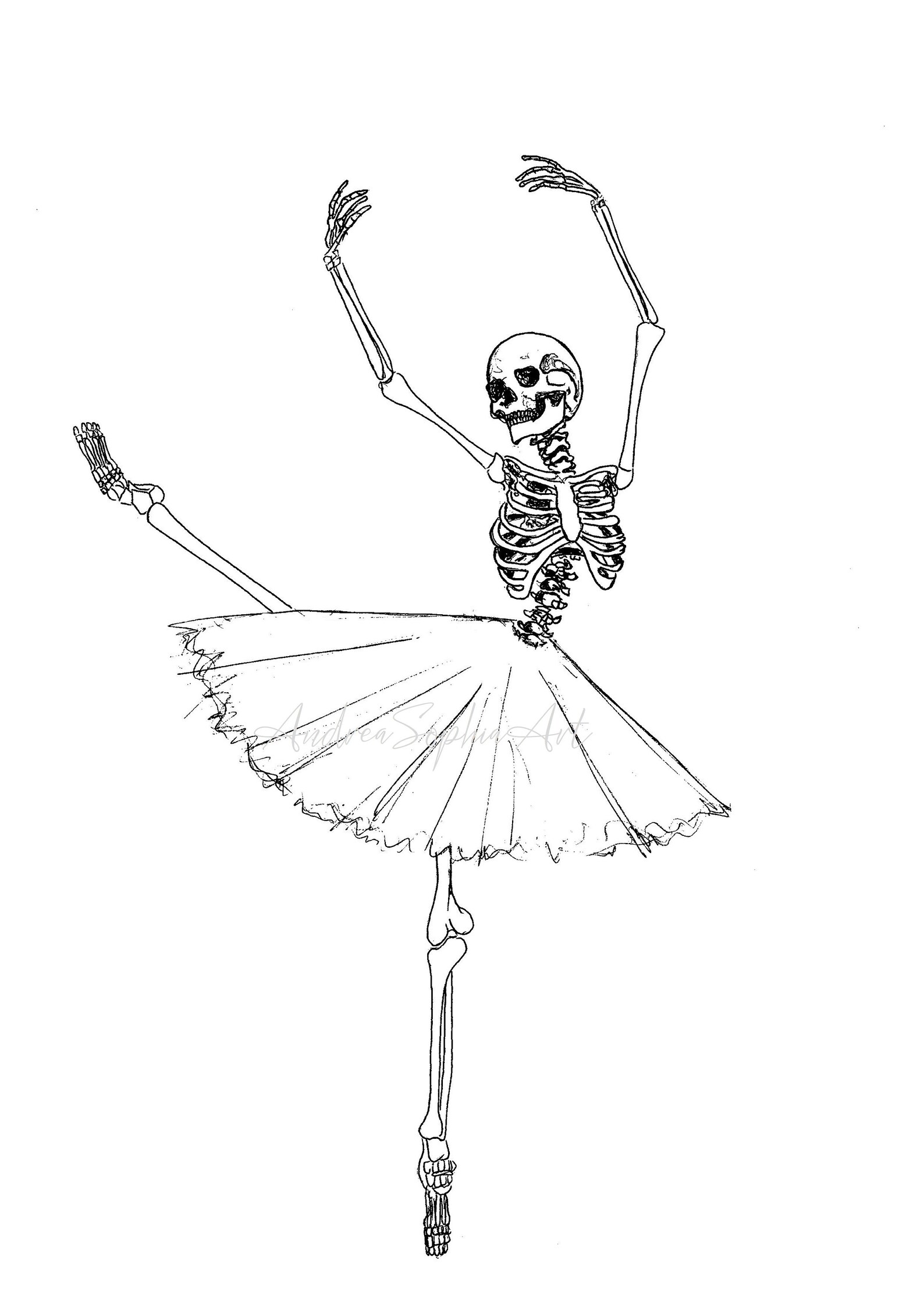 Skeleton Ballet Dancer A4 Art Print / Black and White Gothic - Etsy
