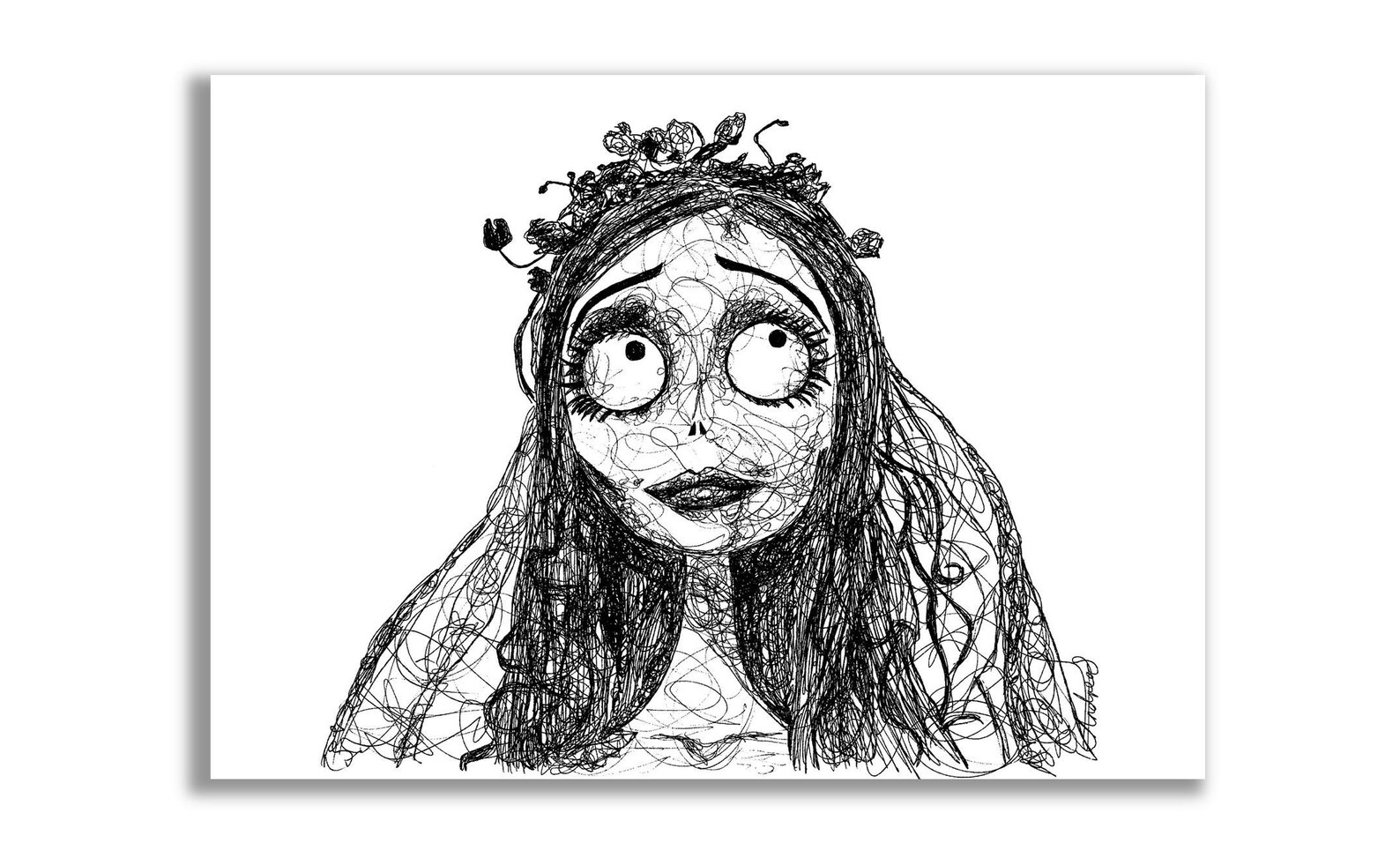 Corpse Bride Emily Black and White Art Print A4 / Horror Movie | Etsy