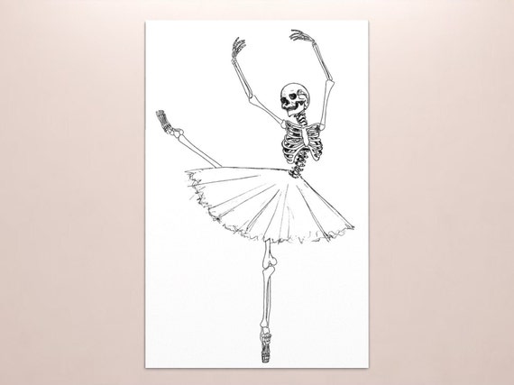 Skeleton Ballet Dancer A4 Art Print / Black and White Gothic | Etsy