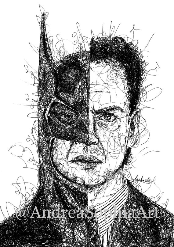 Art & Collectibles Pen & Ink Michael Keaton Batman Original A4 Drawing ...