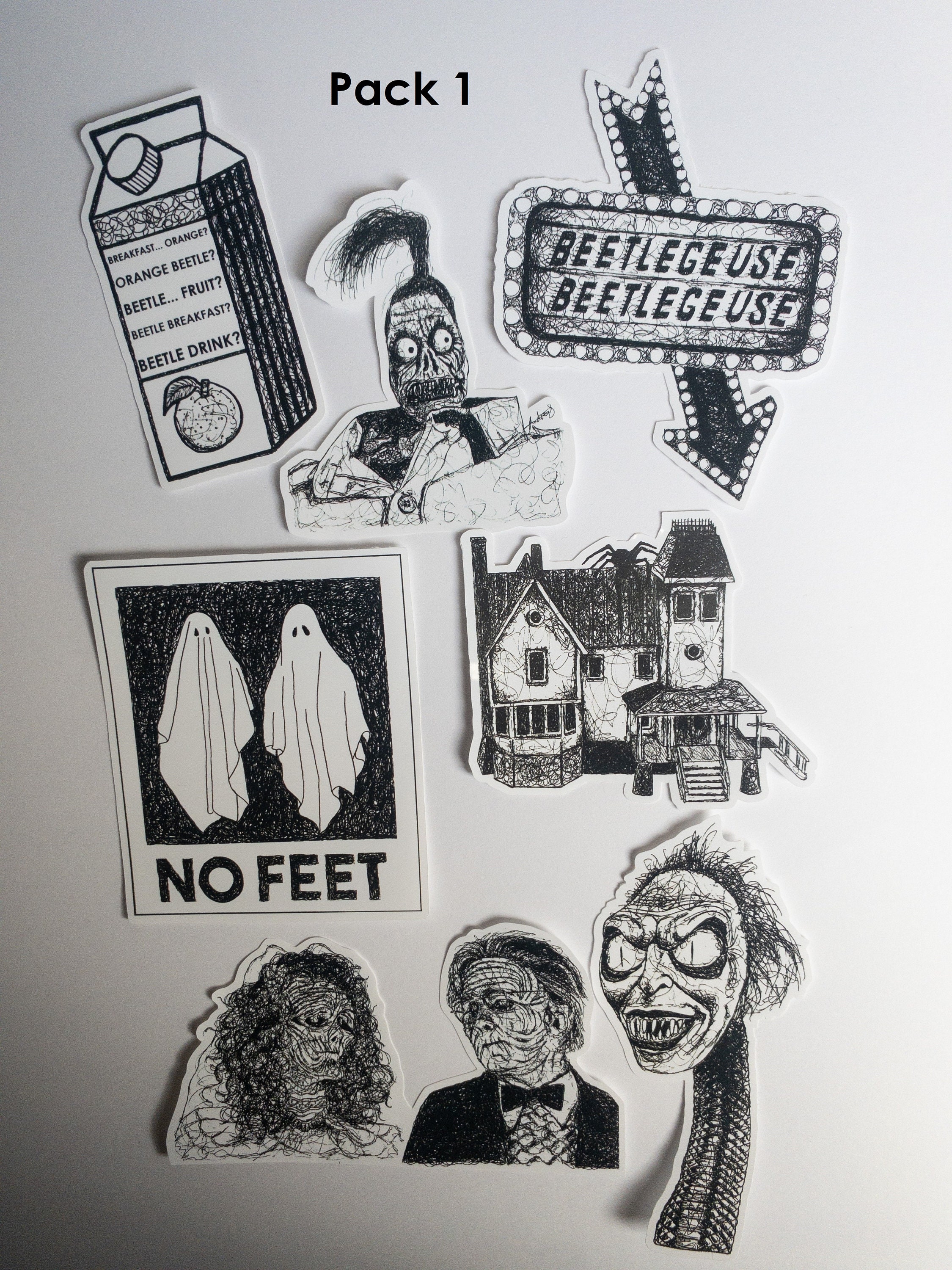 Beetlejuice Tim Burton Scribble Style Stickers / Scrapbook - Etsy